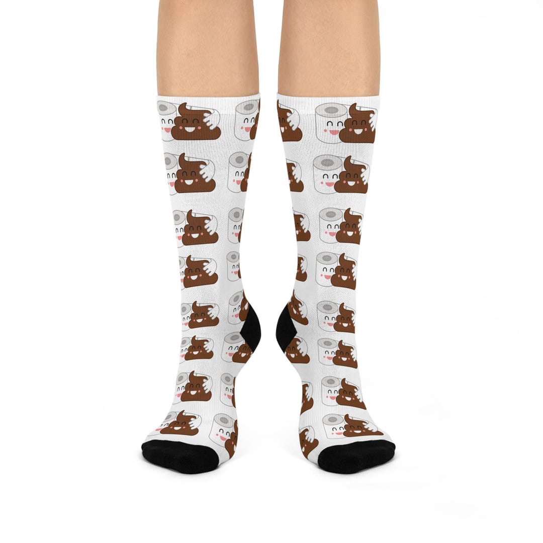 Cute Toilet Paper and Poop Crew Socks, Fun Gift for Animal Lovers, Cozy ...