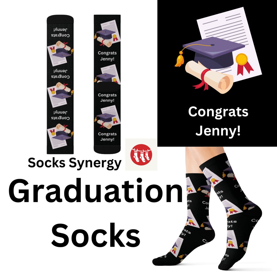 Congrats Jenny! Graduation Socks Custom Fun Cool Trendy Gift Present ...