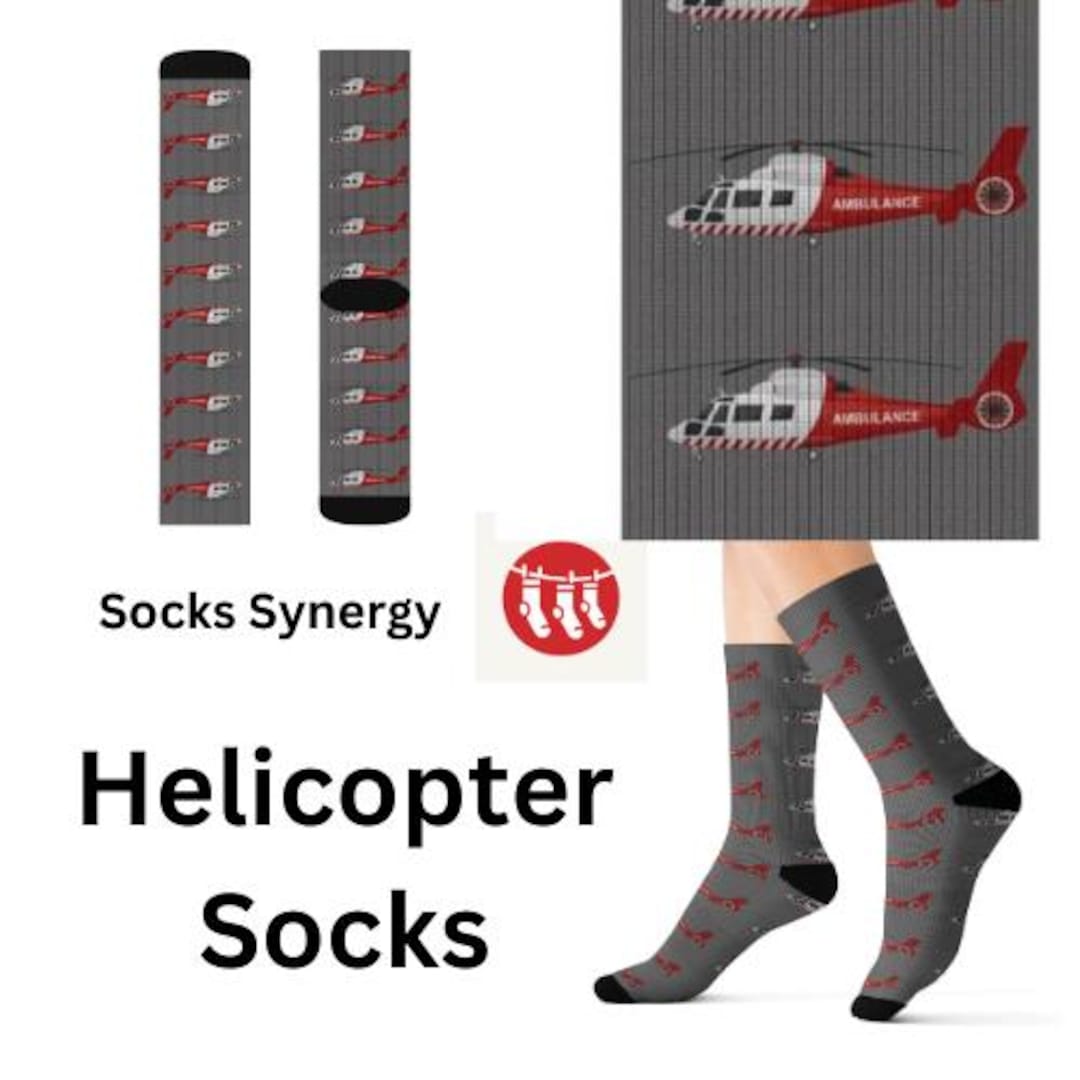 TOP SELLER Ambulance Helicopter Socks Personalized Gift Pilot Socks Fun ...
