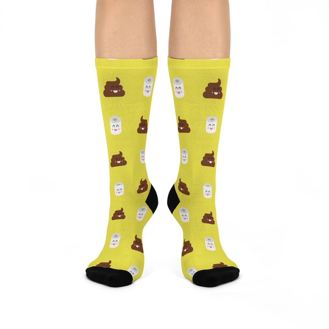 Toilet Paper and Poop Fun and Quirky Cushioned Crew Socks - Perfect for ...