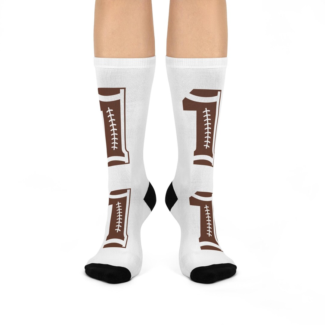 Custom Number Football Themed Cushioned Crew Socks | Perfect for Sports ...