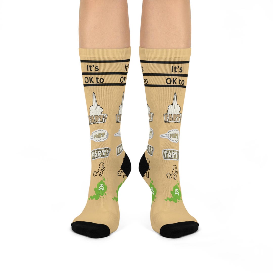 Its OK to Fart Pattern Cushioned Crew Socks | Funny Fart Icons - Etsy