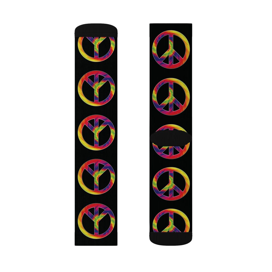 Colorful Peace Symbol Socks, Tie-dye Crew Socks, Gift for Peace Lovers ...