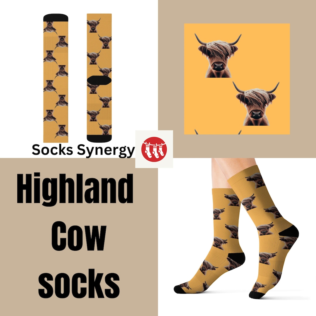 TOP SELLER Highland Cow Socks Custom Cool Trendy Gift Present Holiday ...