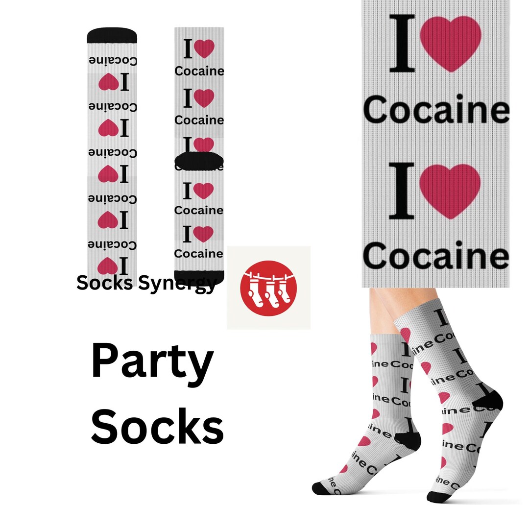 I Heart Love Cocaine Socks Personalized Gift Party Socks - Etsy