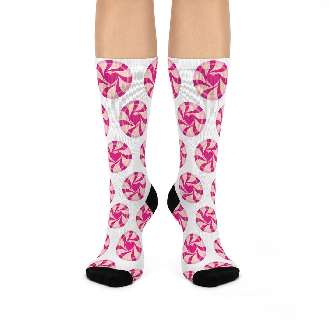 Whimsical Candy Pattern Cushioned Crew Socks | Fun Holiday Socks, Gift ...