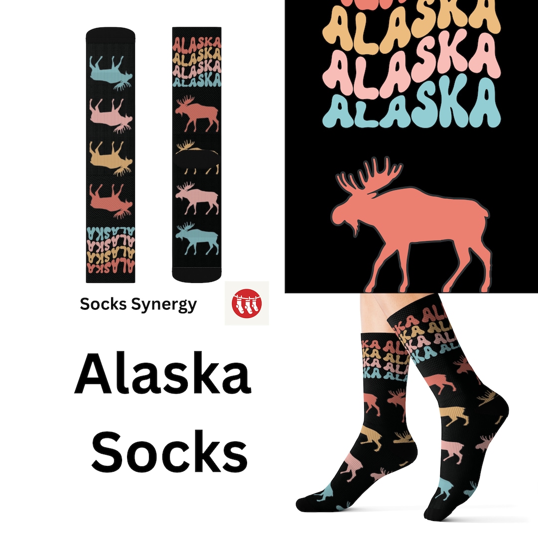 TOP SELLER Alaska Moose Socks Personalized Gift Custom Name Fun Cool ...