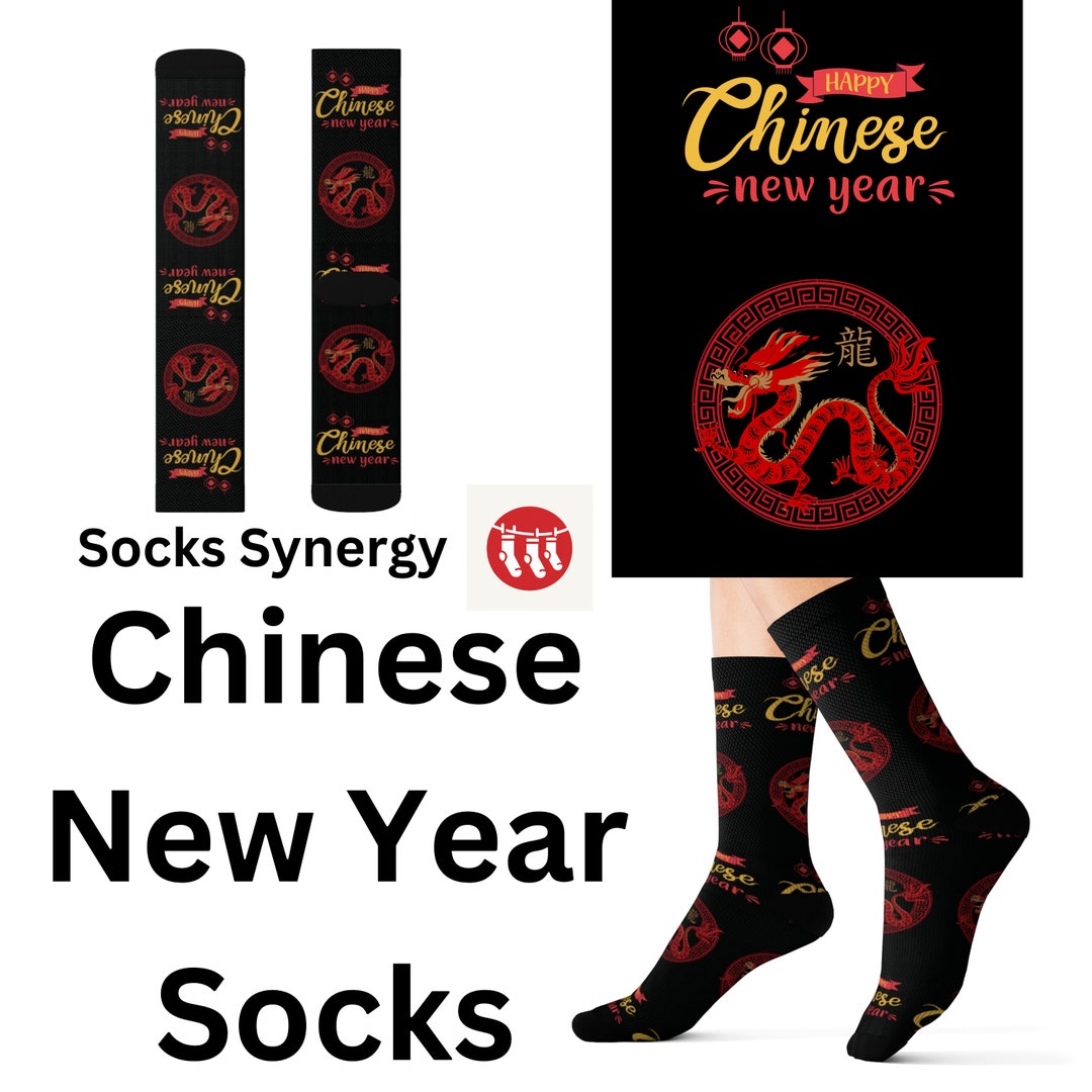 Happy Chinese New Year Dragon Socks Custom Fun Cool Trendy Gift Present ...