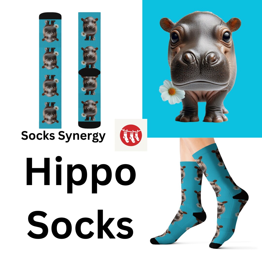 Baby Hippo Socks Custom Animal Fun Cool Trendy Gift Present Holiday ...