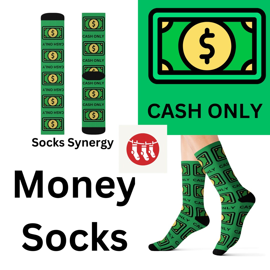 CASH ONLY Money Socks Economics Finance Fun Cool Trendy Gift Present ...