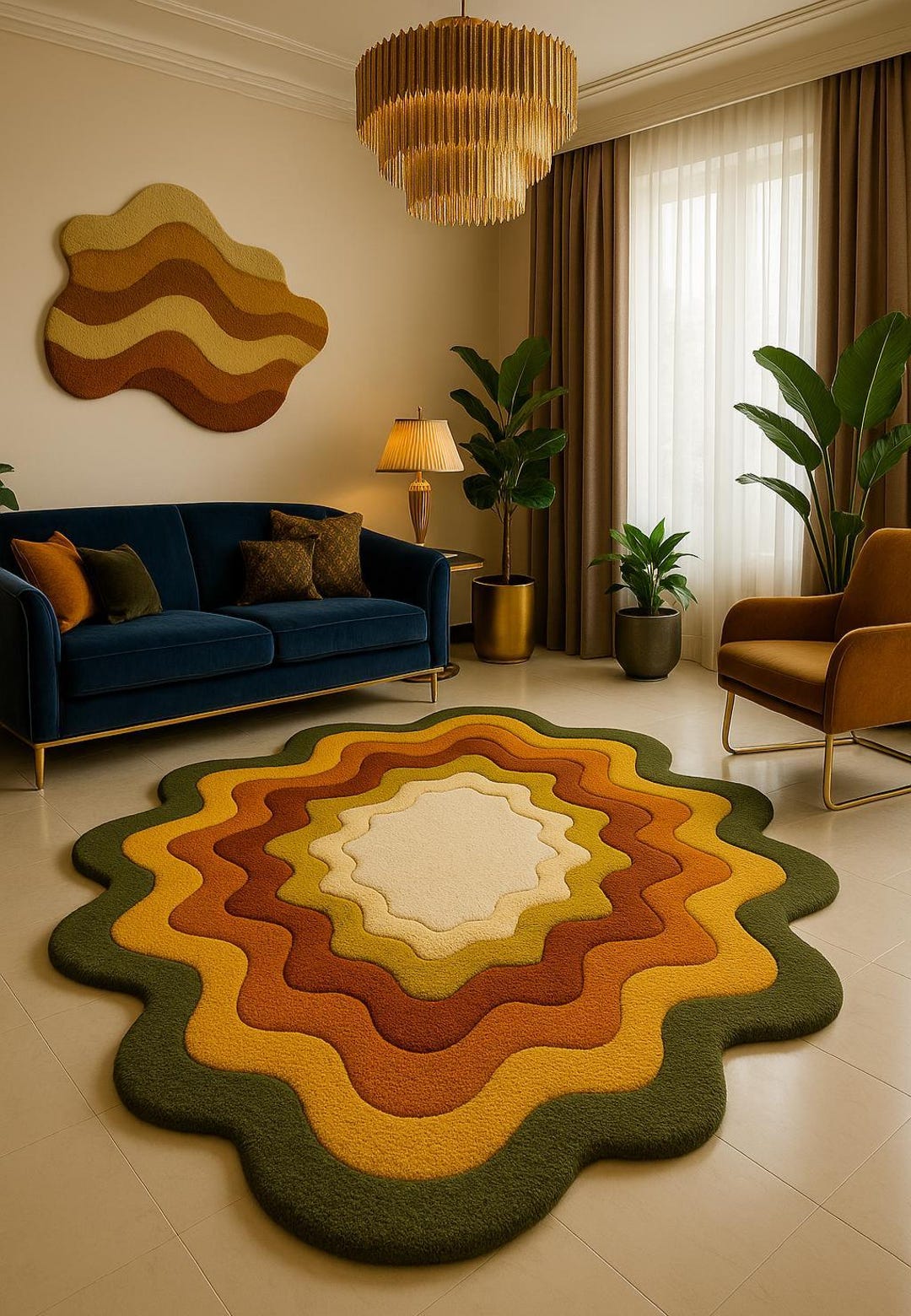Multicolor Groovy Wave Hand Tufted Rugs for Kids Room – Funky Blob ...