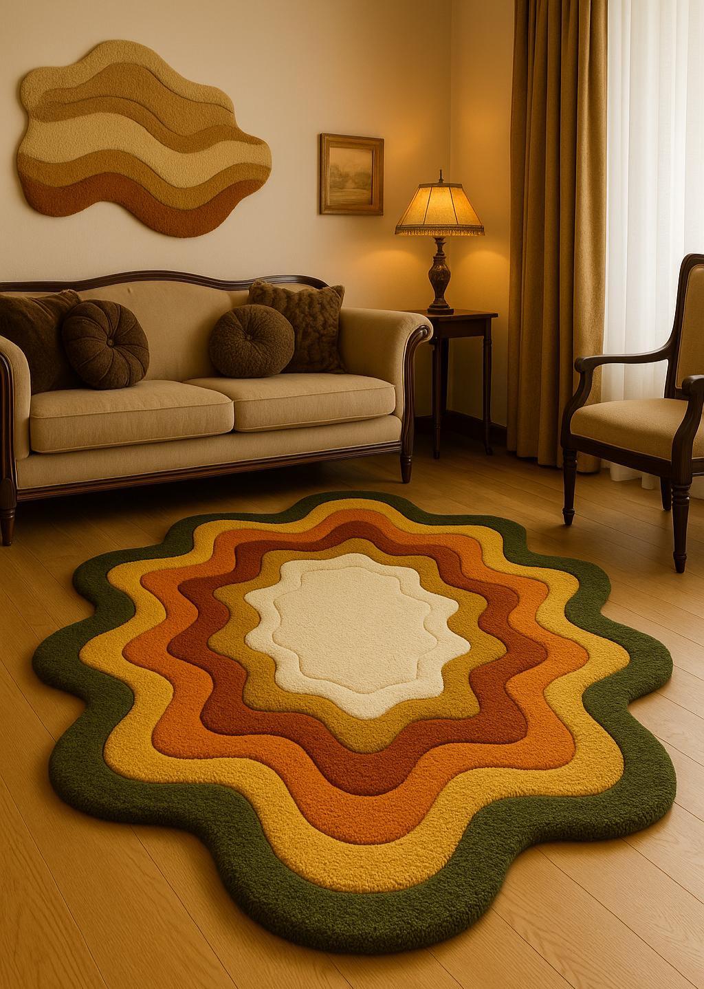 Multicolor Groovy Wave Hand Tufted Rugs for Kids Room – Funky Blob ...