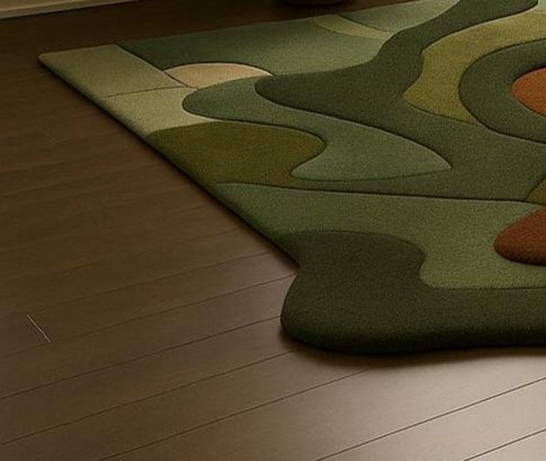 Modern Hand Tufted Wavy Sage Green Brown and Beige Boho Area Rugs for ...