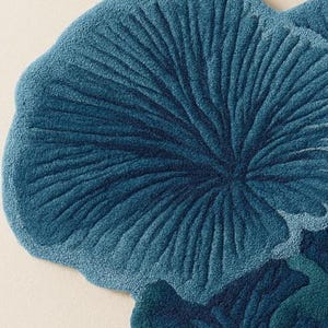 Botanical Flower Shaped Rug | Handmade Blue Petal Rug | Organic Modern ...