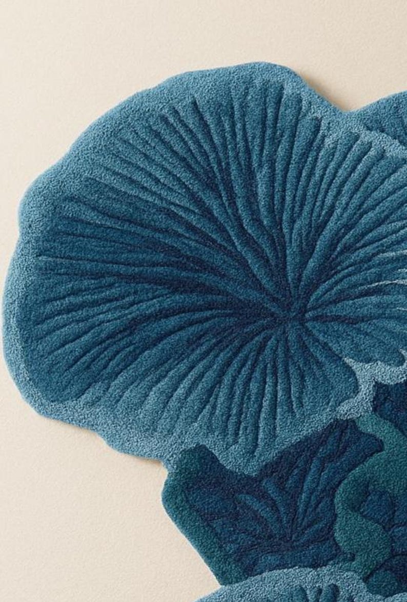 Botanical Flower Shaped Rug | Handmade Blue Petal Rug | Organic Modern ...