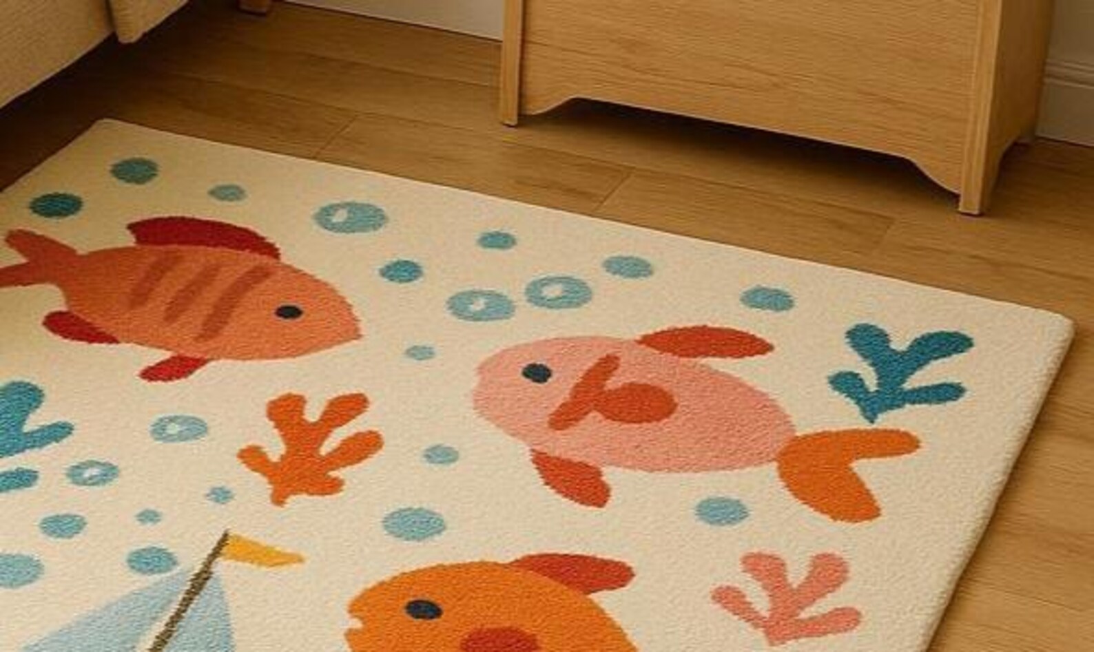 Hand Tufted Ocean Theme Kids Rug – Colorful Fish Area Carpet for ...