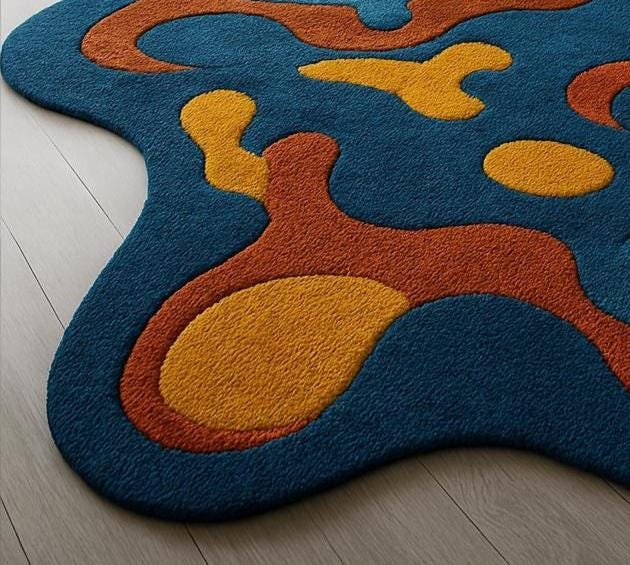 Modern Abstract Wavy Area Rug – Colorful Irregular Shaped Carpet for ...