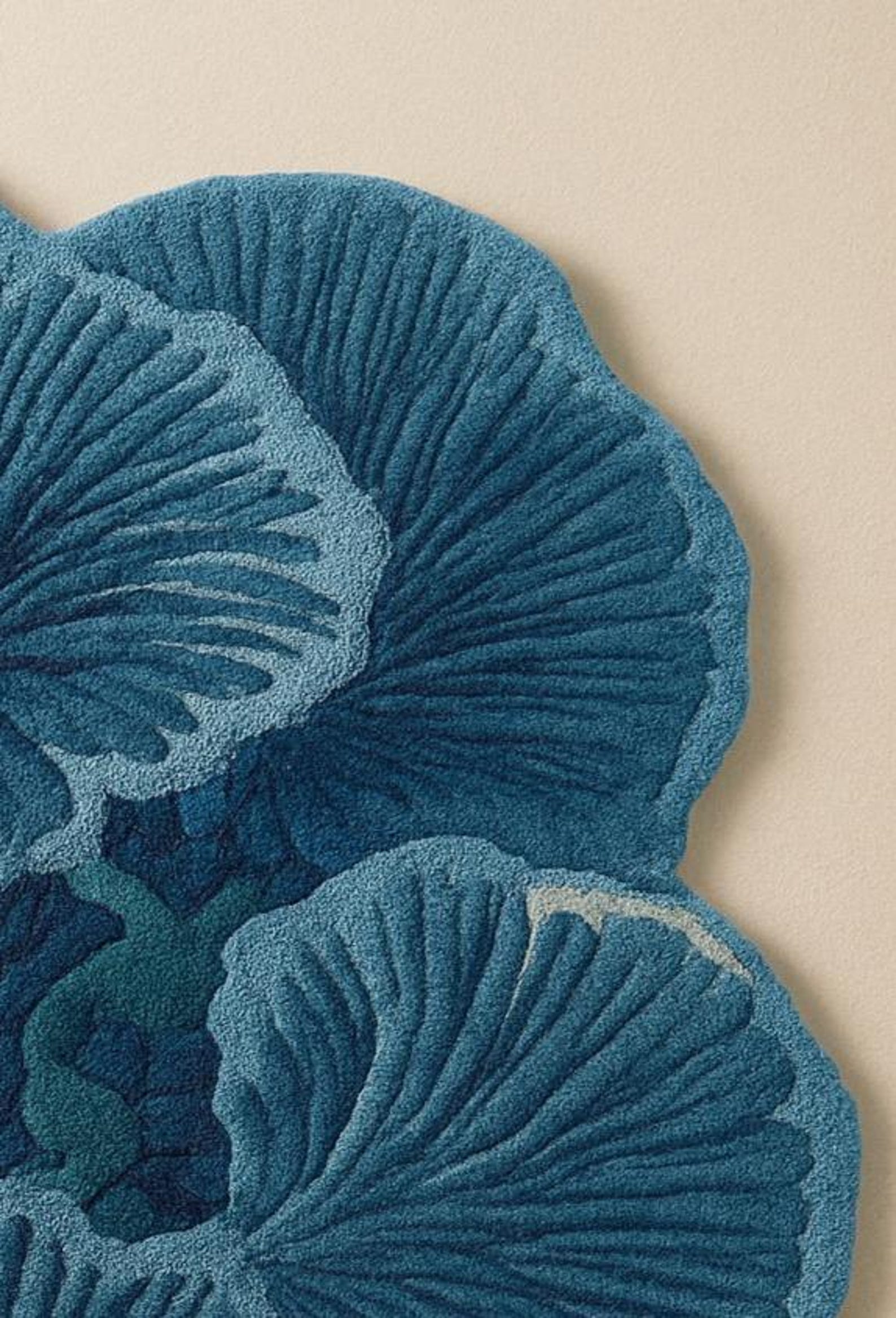 Botanical Flower Shaped Rug | Handmade Blue Petal Rug | Organic Modern ...