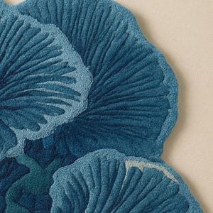 Botanical Flower Shaped Rug | Handmade Blue Petal Rug | Organic Modern ...
