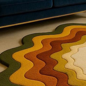 Multicolor Groovy Wave Hand Tufted Rugs for Kids Room – Funky Blob ...