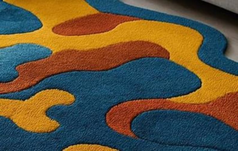 Modern Abstract Wavy Area Rug – Colorful Irregular Shaped Carpet for ...