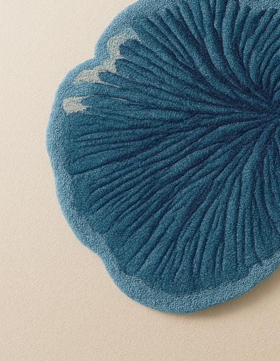 Botanical Flower Shaped Rug | Handmade Blue Petal Rug | Organic Modern ...