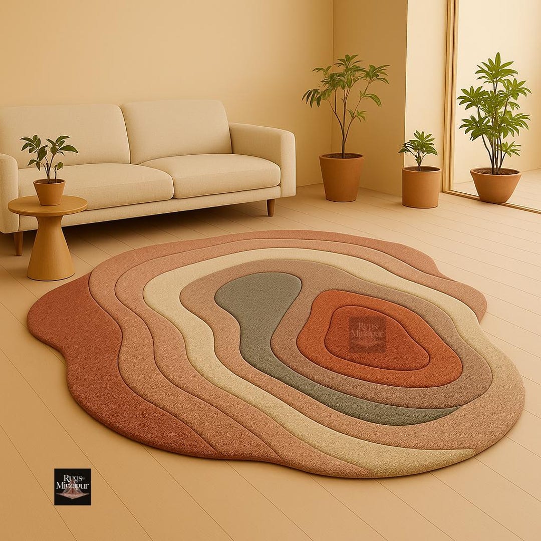 Modern Amoeba-shaped Layered Area Rug – Abstract High-low Topographic ...