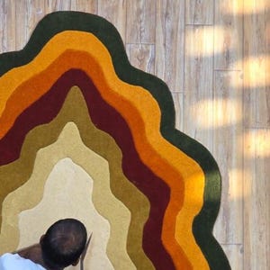 Multicolor Groovy Wave Hand Tufted Rugs for Kids Room – Funky Blob ...