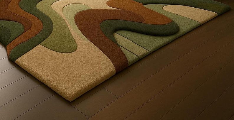 Modern Hand Tufted Wavy Sage Green Brown and Beige Boho Area Rugs for ...