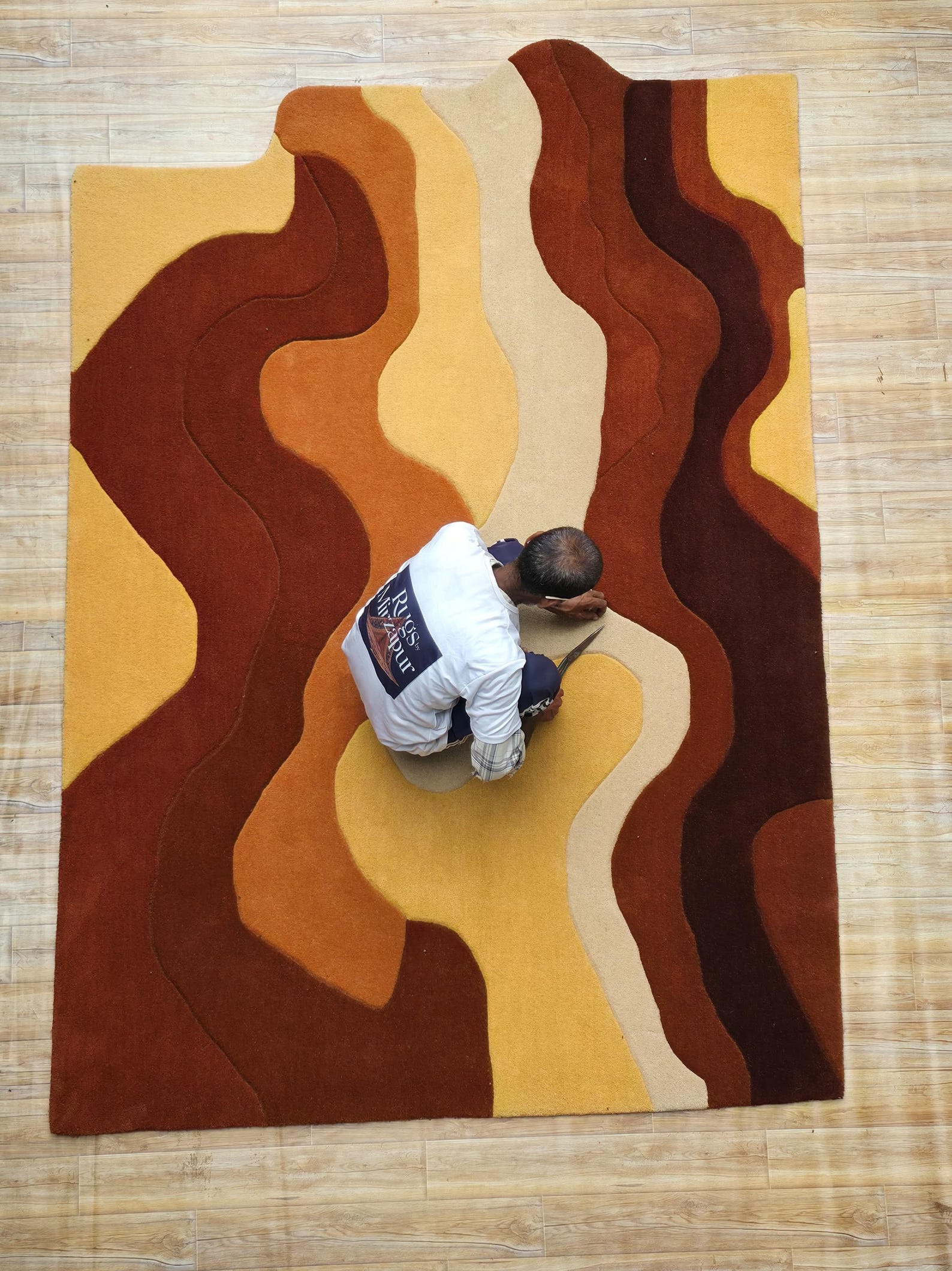 Modern Brown Yellow Irregular Shape Hand Tufted Wool 8x10 Area Rugs for ...