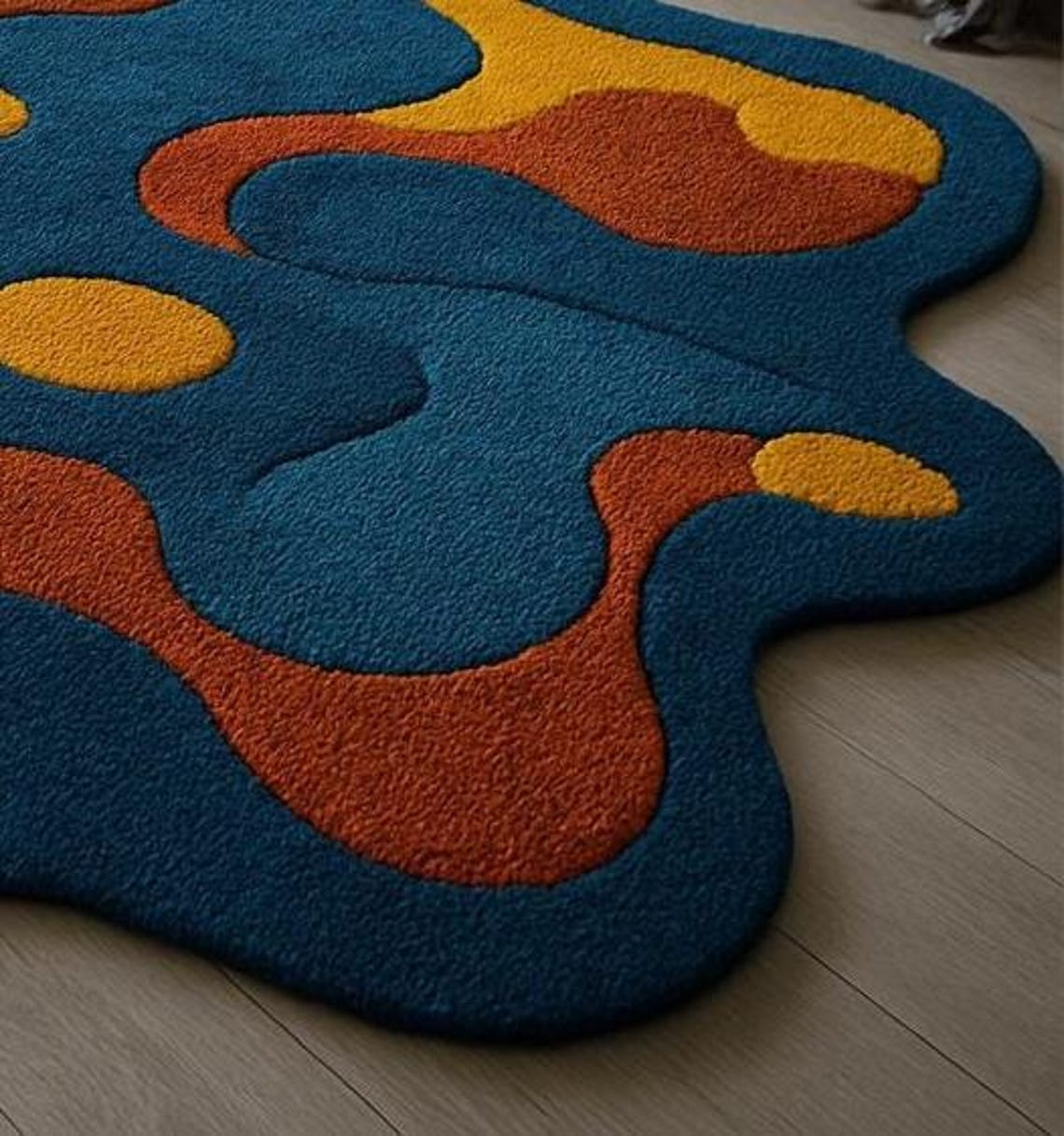 Modern Abstract Wavy Area Rug – Colorful Irregular Shaped Carpet for ...
