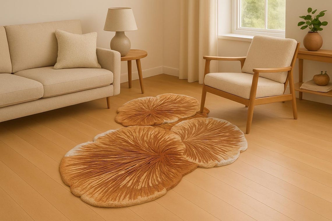 Botanical Flower Shaped Rug | Handmade Blue Petal Rug | Organic Modern ...