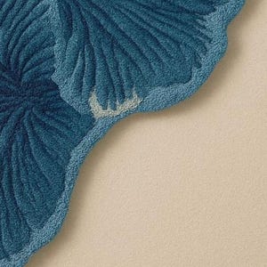 Botanical Flower Shaped Rug | Handmade Blue Petal Rug | Organic Modern ...