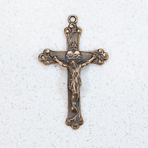 The Sacred Heart of Christ With Scroll Points Heirloom Bronze Rosary ...