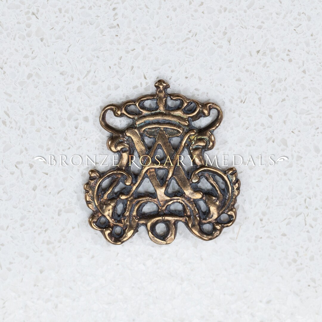 Marian Auspice, Crown of Mary Openwork Heirloom Bronze Rosary Center ...