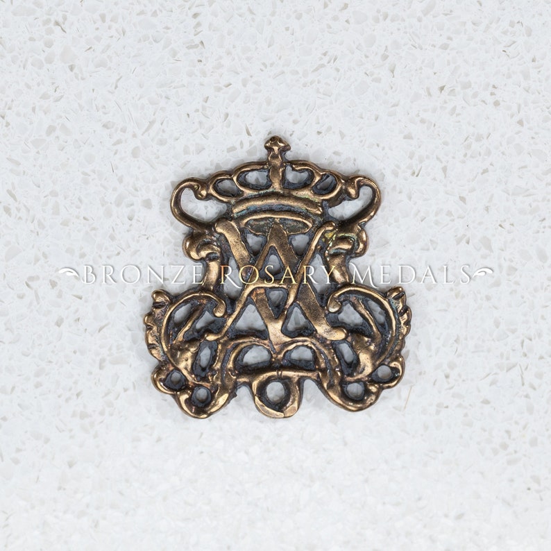 Marian Auspice, Crown of Mary Openwork Heirloom Bronze Rosary Center ...