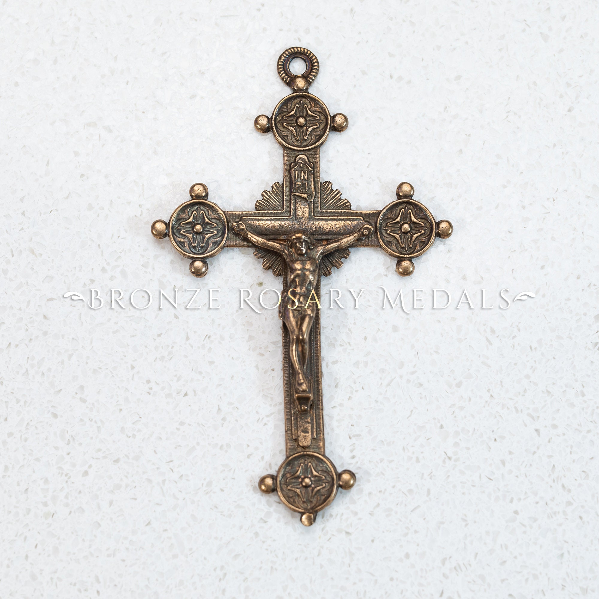 Large Holy Trinity Crucifix With Flower Points Heirloom True Bronze ...
