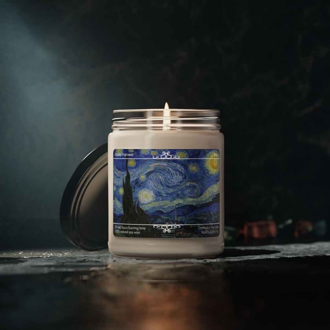 Starry Night Van Gogh Scented Candle Art Lover Gift Home Decor Unique ...