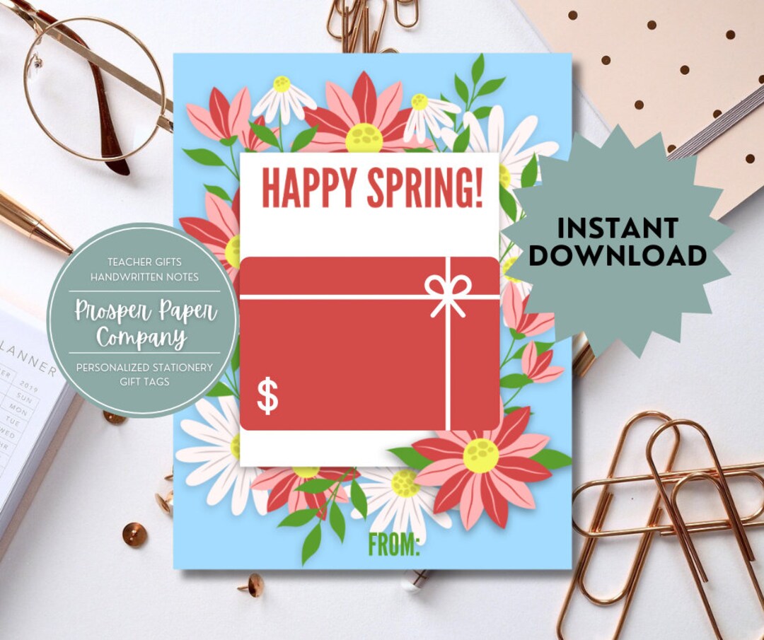 Spring Gift Card, Happy Spring Gift Card, Teacher Gift for Spring ...