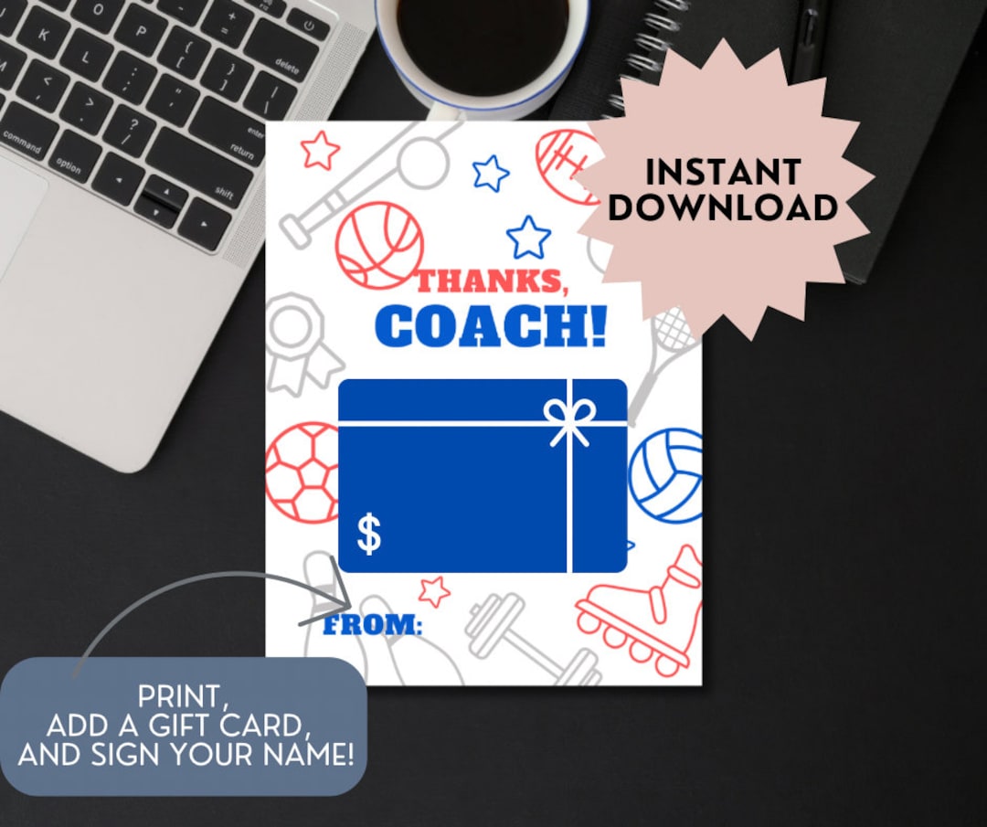 Coach Gift Card, Gift for Coach, Thank You Coach, Coach Appreciation ...