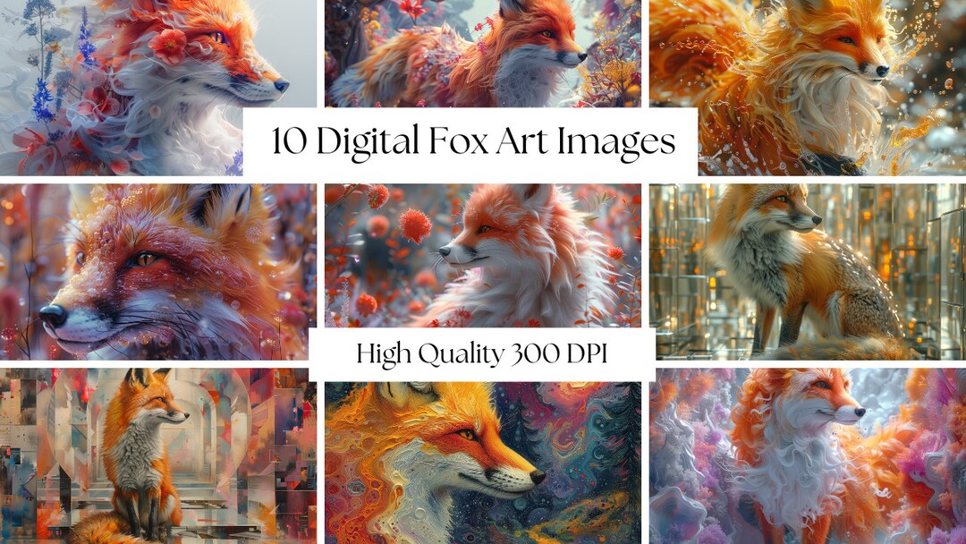 Fox Art Print Digital Download Abstract Fox Design Fox Gift Home Decor ...