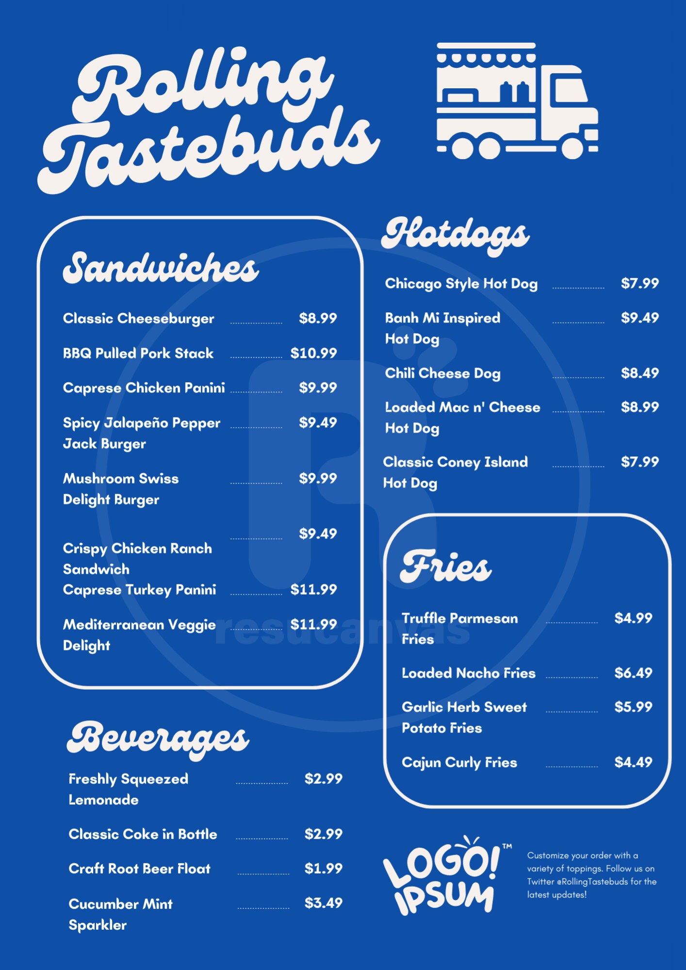 Retro Food Menu Canva Editable Food Menu A4 Food Truck Menu - Etsy UK