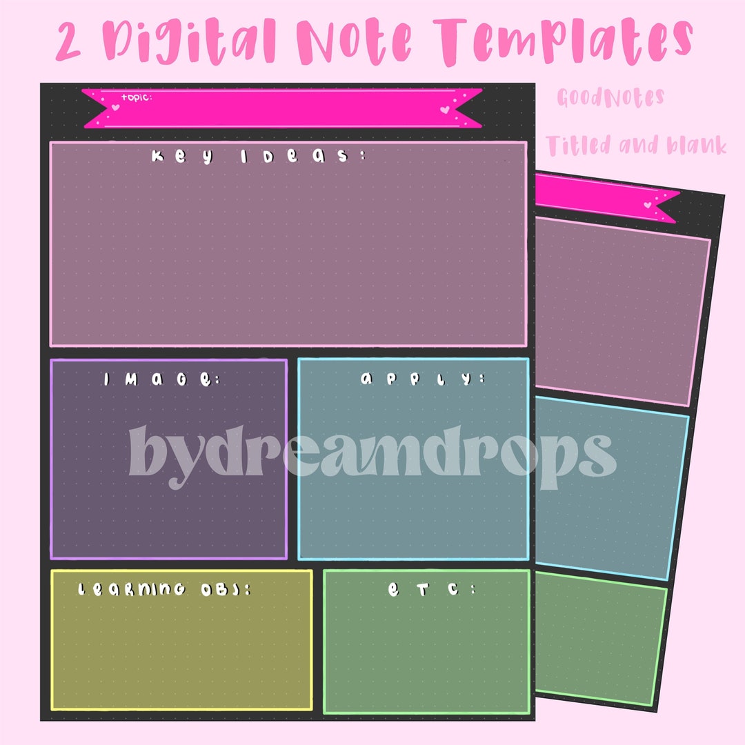 2 Digital Goodnotes Templates, 1 Labeled and 1 Blank, Notes for ...
