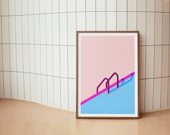 Swimming Pool Poster-retro Pool Art-swimming Pool Print-pool Print ...