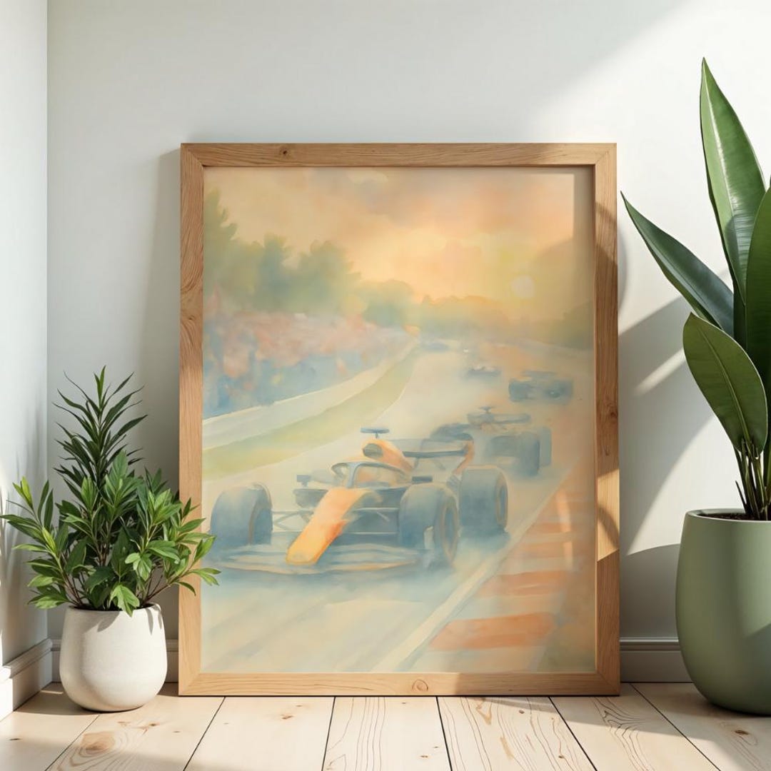 F1 Sunset Race Art, Formula One Poster, Motorsport Wall Art, Orange F1 ...