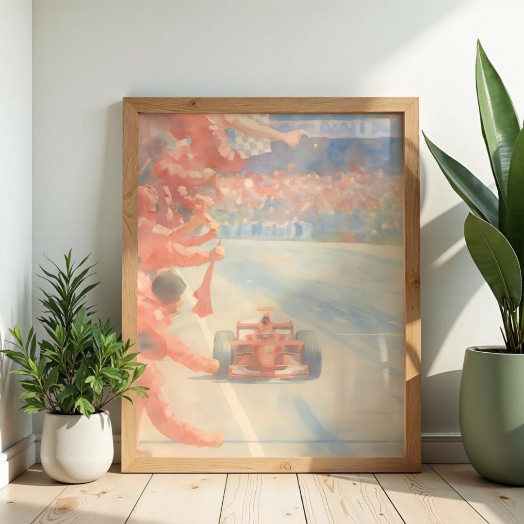 Ferrari F1 Victory Wall Art, Formula One Win Poster, Watercolor ...