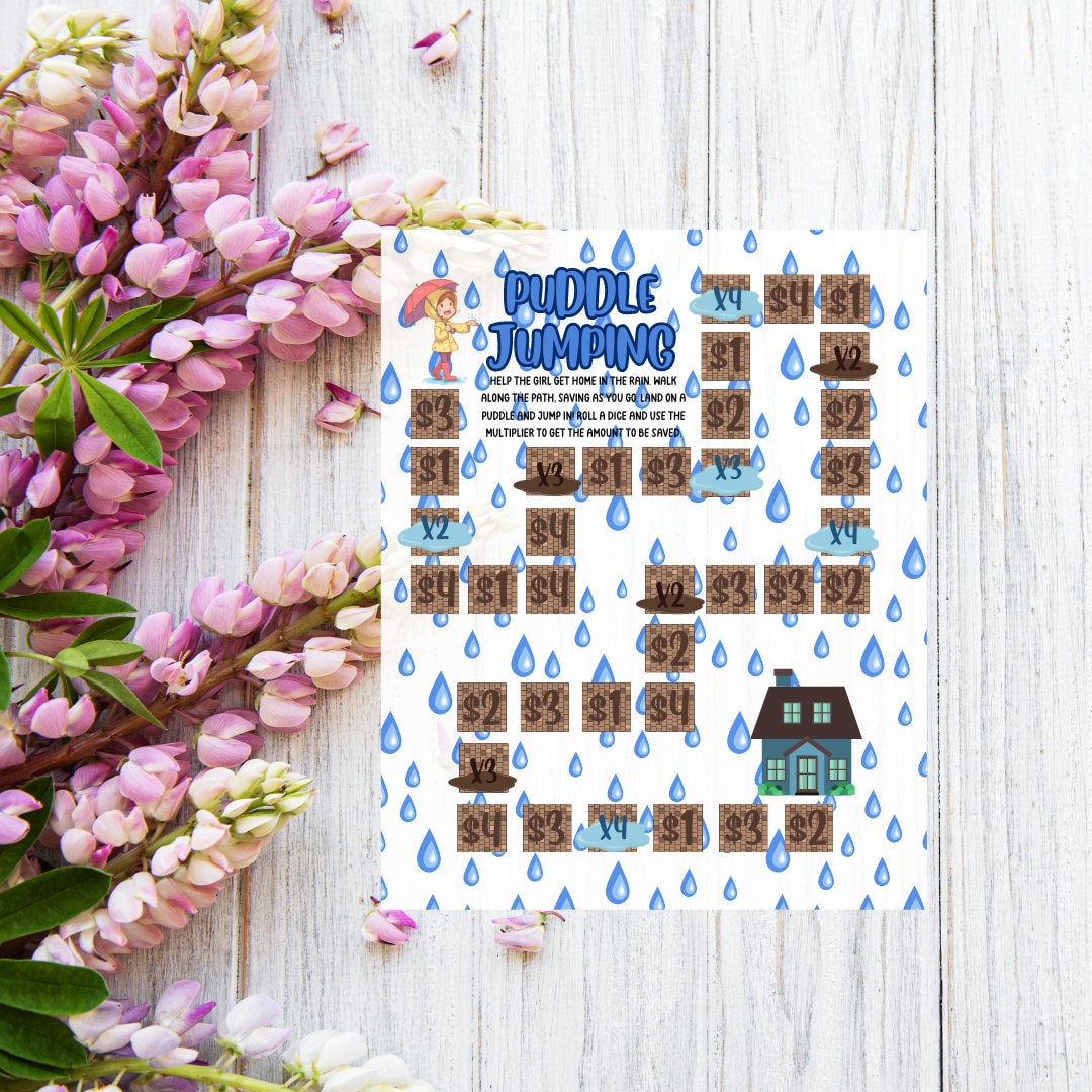 SPRING SAVINGS CHALLENGE, Puddle Jumping Savings Challenge Game, Rain ...
