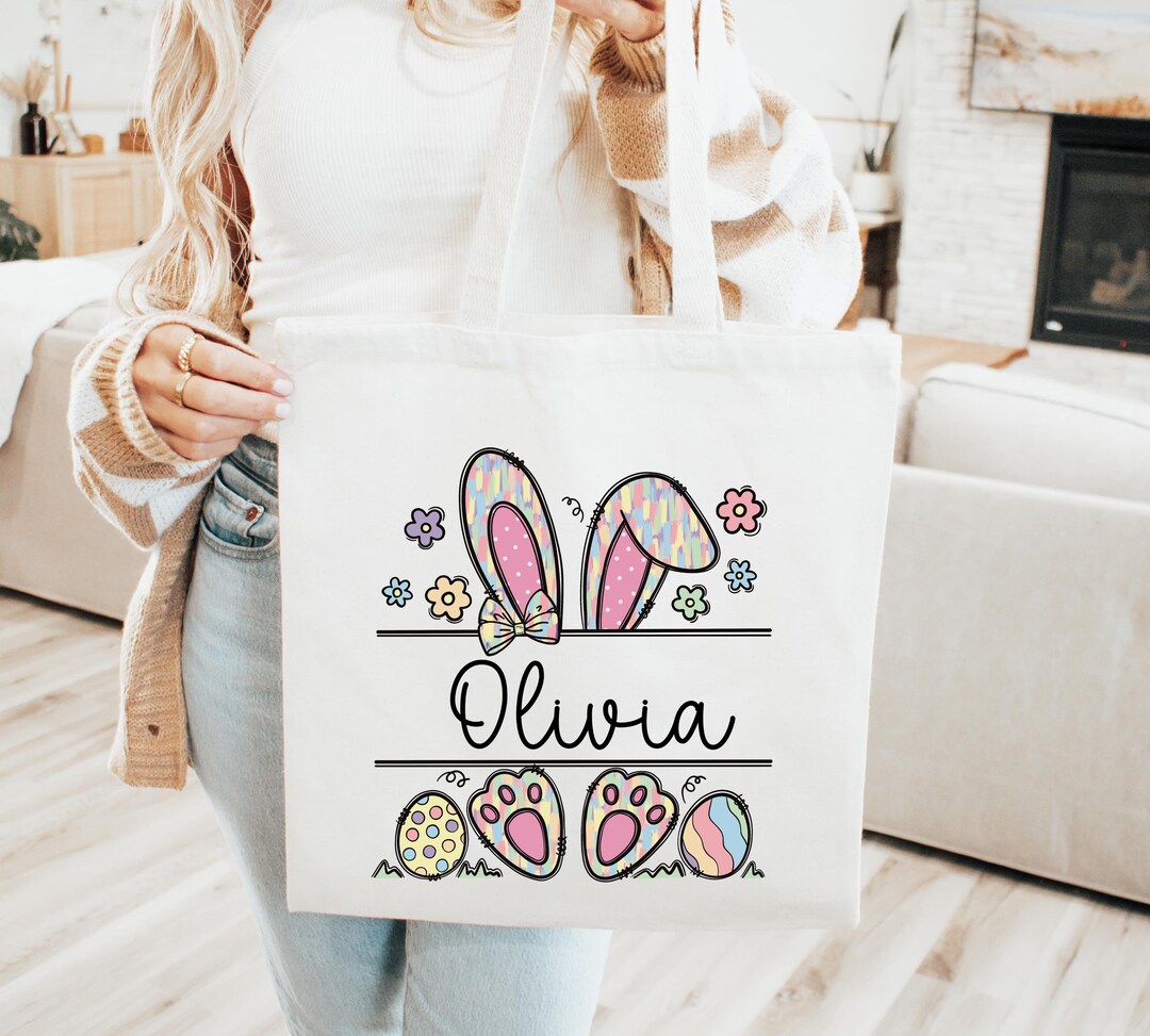 Personalized Easter Tote Bag Easter Egg Hunt Easter Basket Gift Bag ...