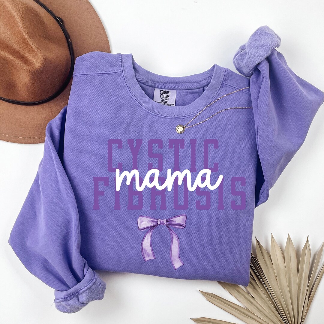 Comfort Colors® Cystic Fibrosis Awareness Sweatshirt, Fight Cystic Fibrosis Walk Purple Ribbon ...