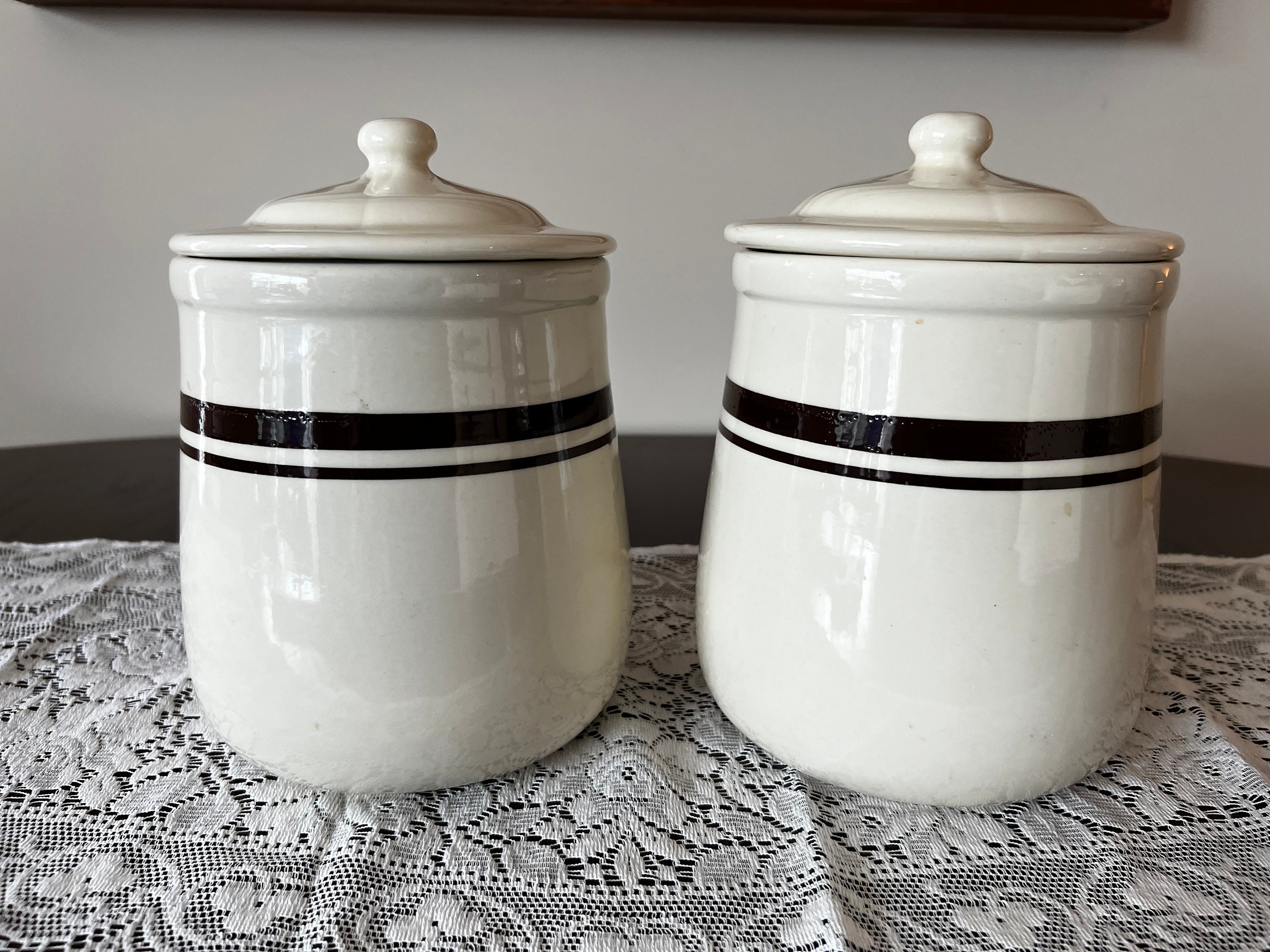 Mccoy Pottery Sugar Canister/ Brown Striped Pottery/ Medium Size ...